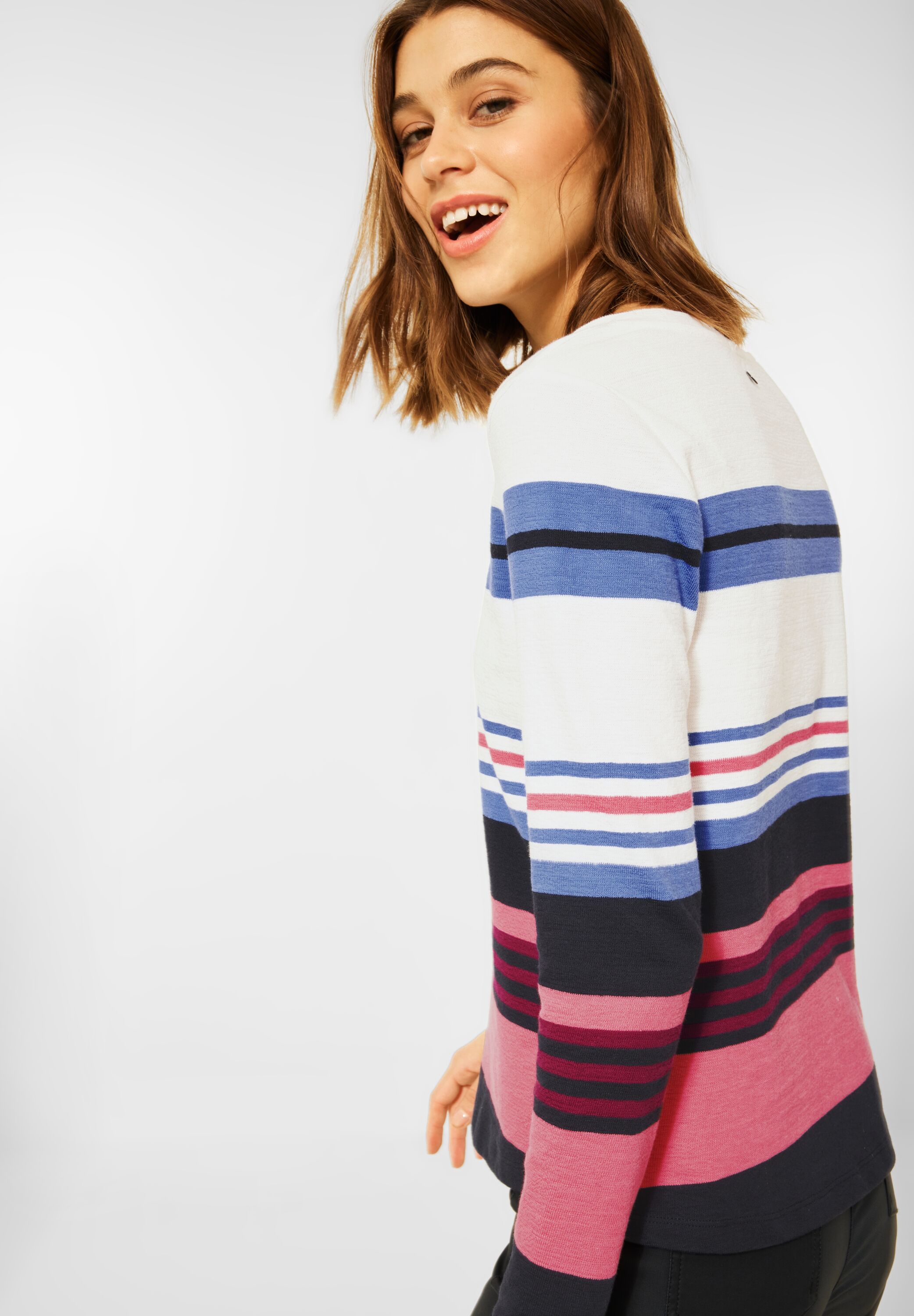 Shirt Mit Streifenmuster In Deep Blue Von CECIL Online Kaufen